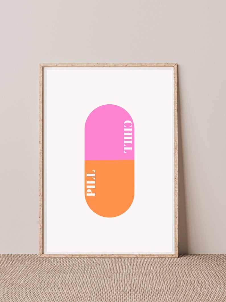 CHILL PILL Aesthetic Wall Art Poster Print, Minimalist Vibes, Digital ...