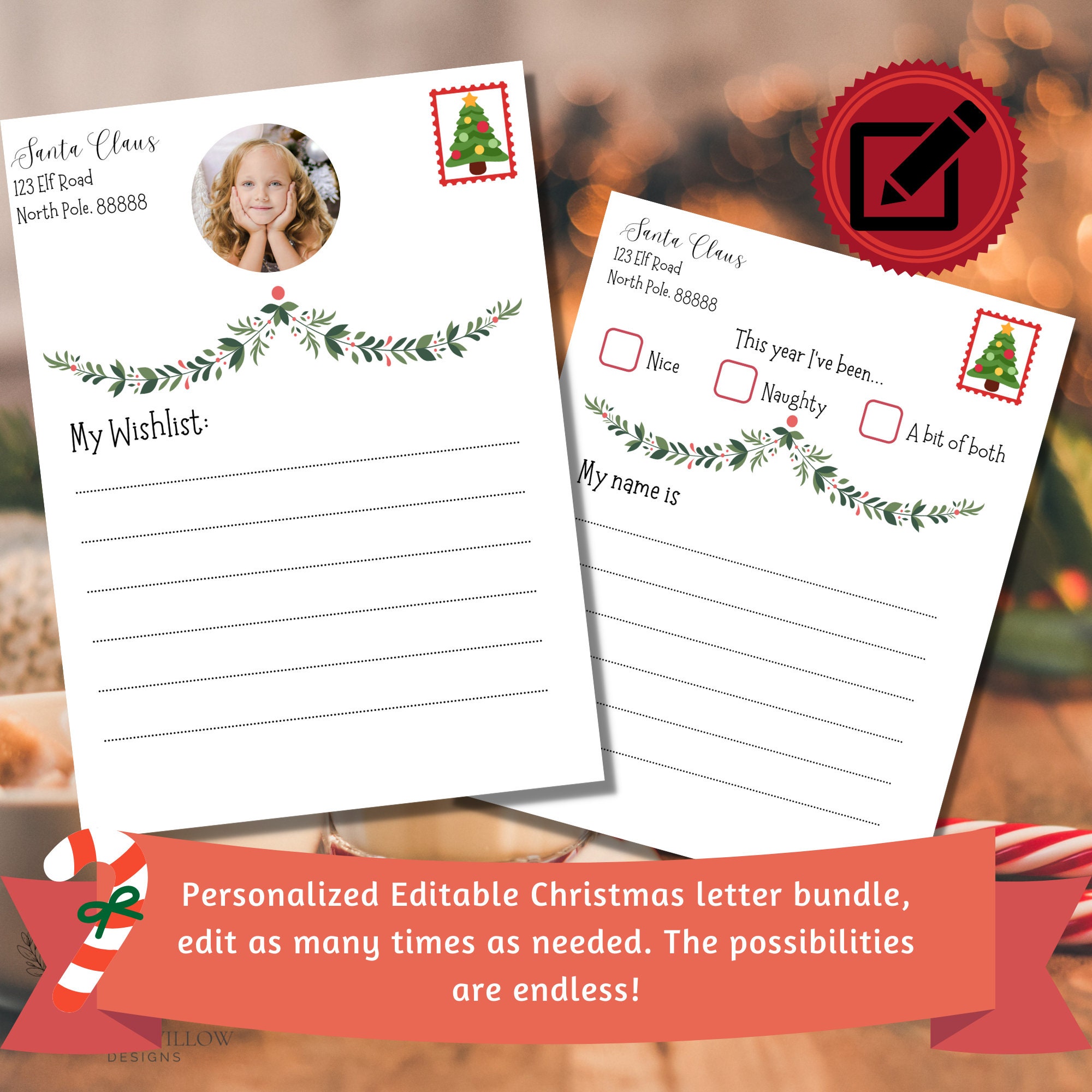 Personalized Editable Christmas Letter Bundle From Santa Nice List ...