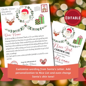 Personalized Editable Christmas Letter Bundle From Santa Nice List ...