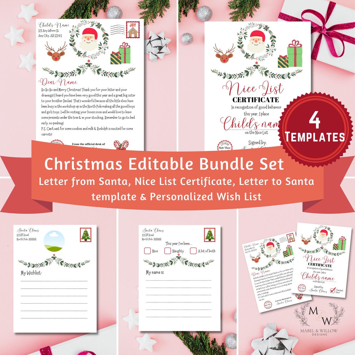 Personalized Editable Christmas Letter Bundle From Santa Nice - Etsy