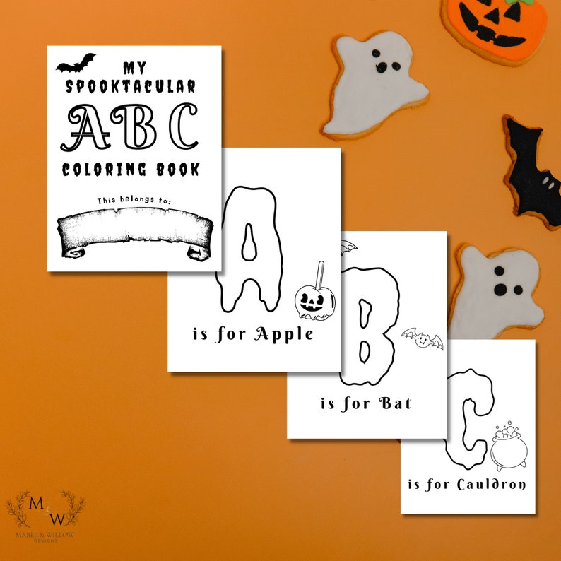 ABC Halloween Printable Coloring Page Learn the Alphabet - Etsy