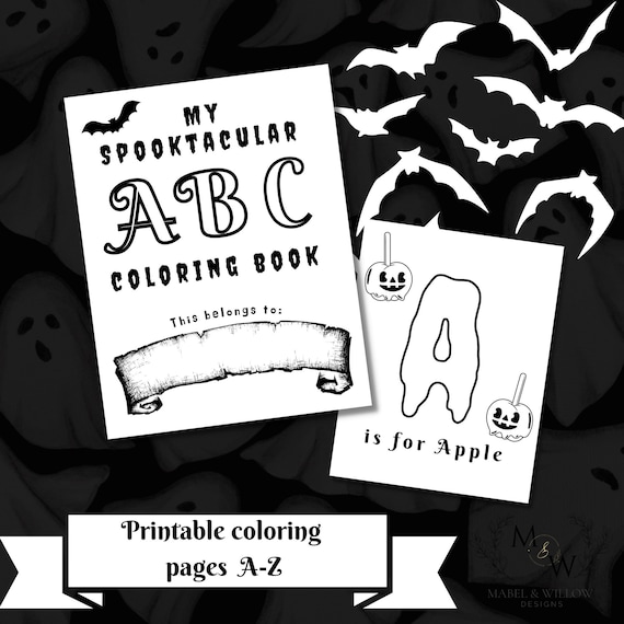 ABC Halloween Printable Coloring Page Learn the Alphabet - Etsy