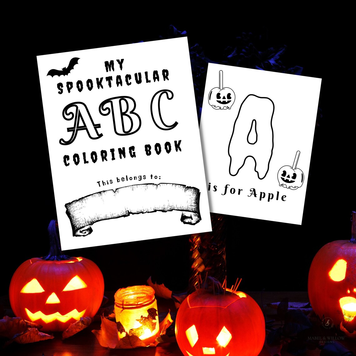ABC Halloween Printable Coloring Page Learn the Alphabet - Etsy