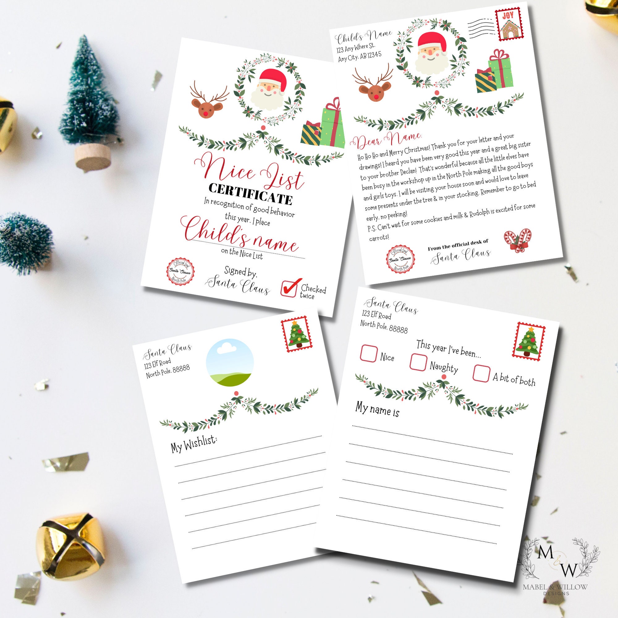 Personalized Editable Christmas Letter Bundle From Santa Nice List ...