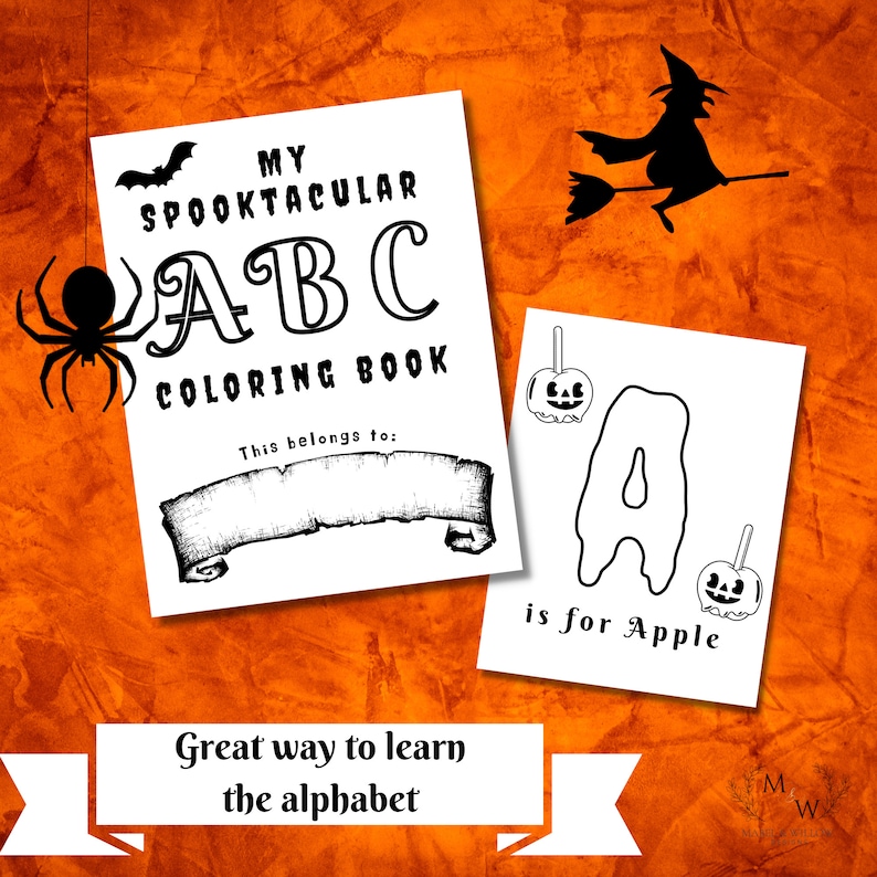 ABC Halloween Printable Coloring Page Learn the Alphabet - Etsy