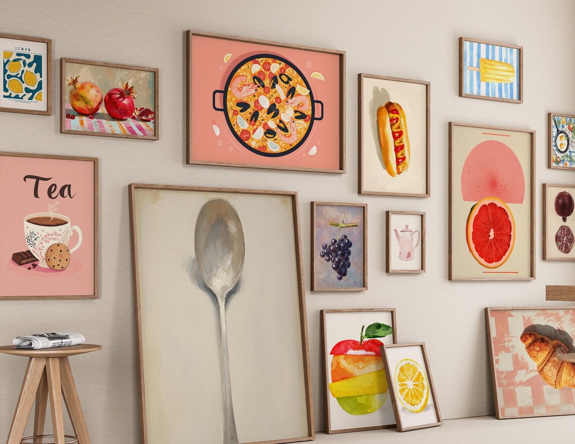 Set of 1000 Kitchen Wall Art Prints, Modern Food Wall Art, Trendy ...