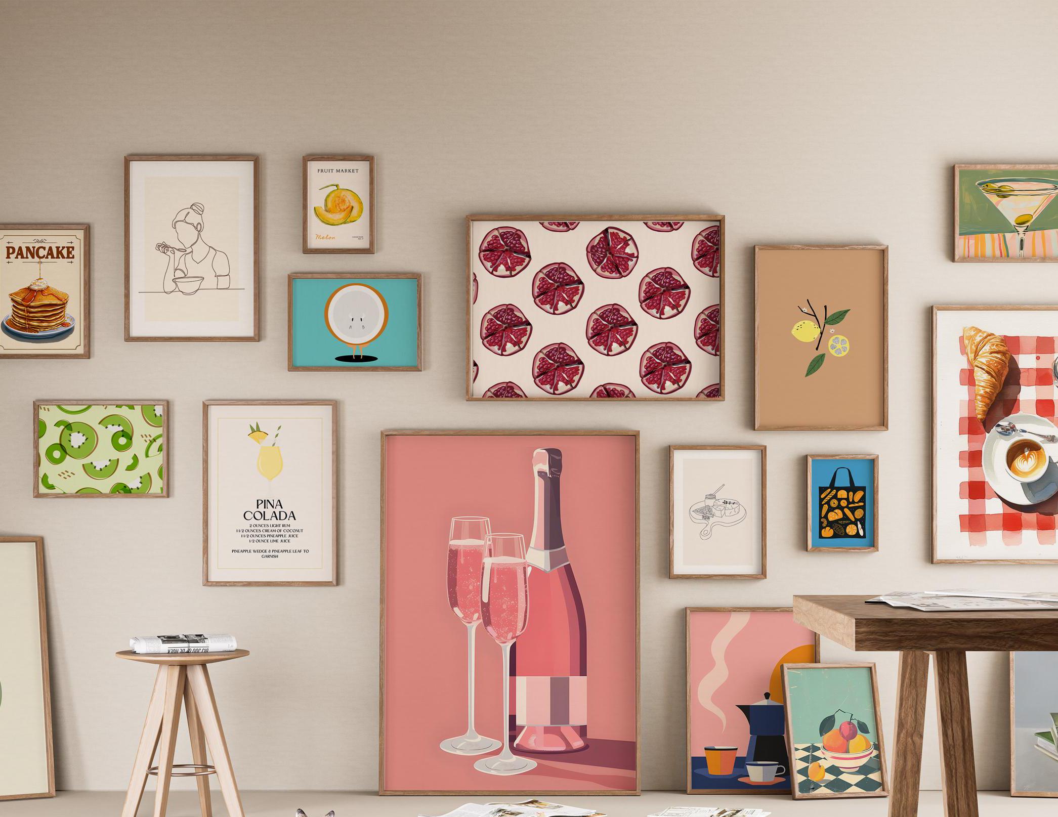 Set of 1000 Kitchen Wall Art Prints, Modern Food Wall Art, Trendy ...