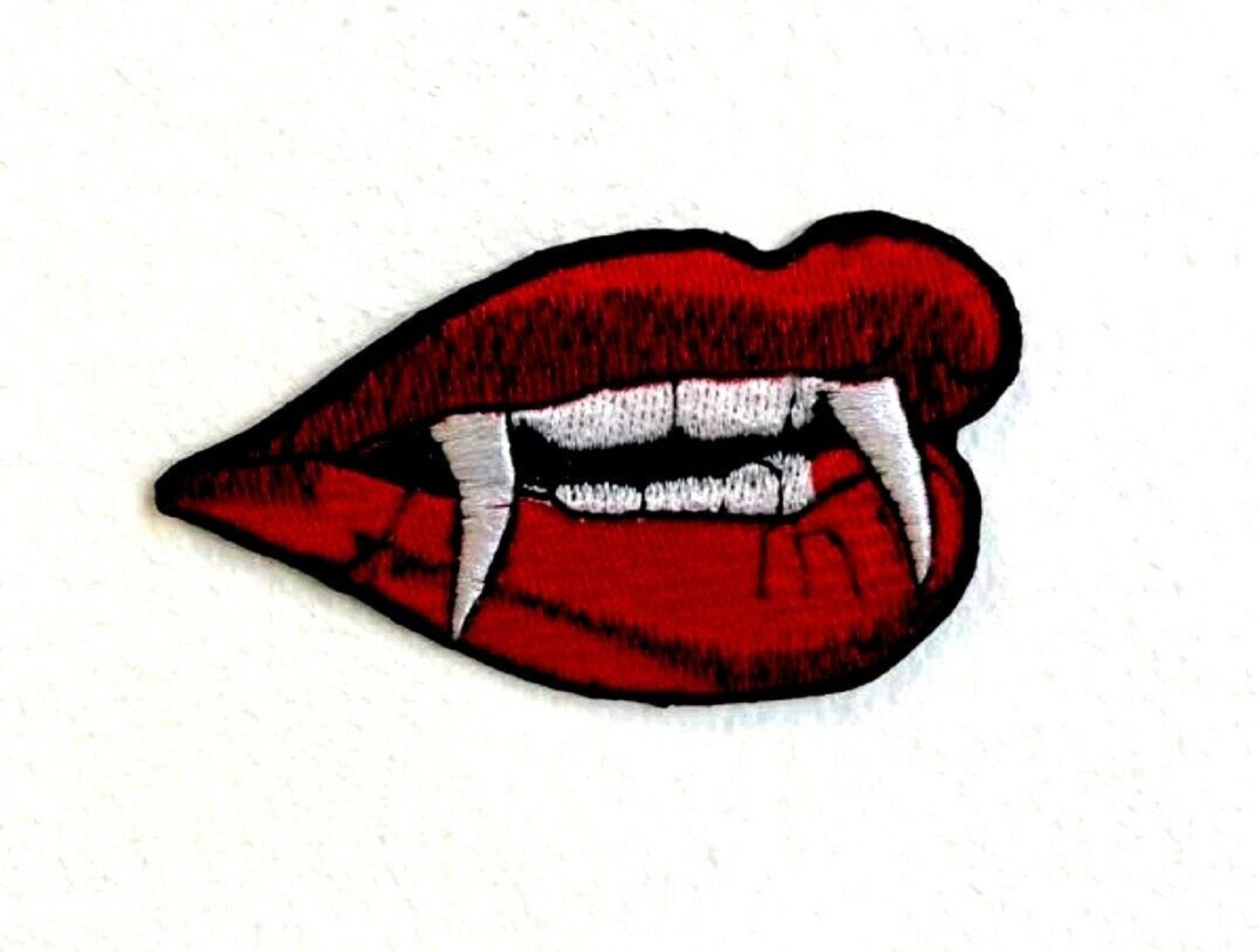 Vampire Lips and Teeth Embroidered Iron On/sew on Patch for - Etsy