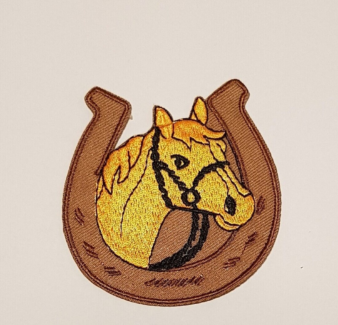 Horseshoe Patch Iron / Sew on Clothes Jacket Pony Horse Riding ...