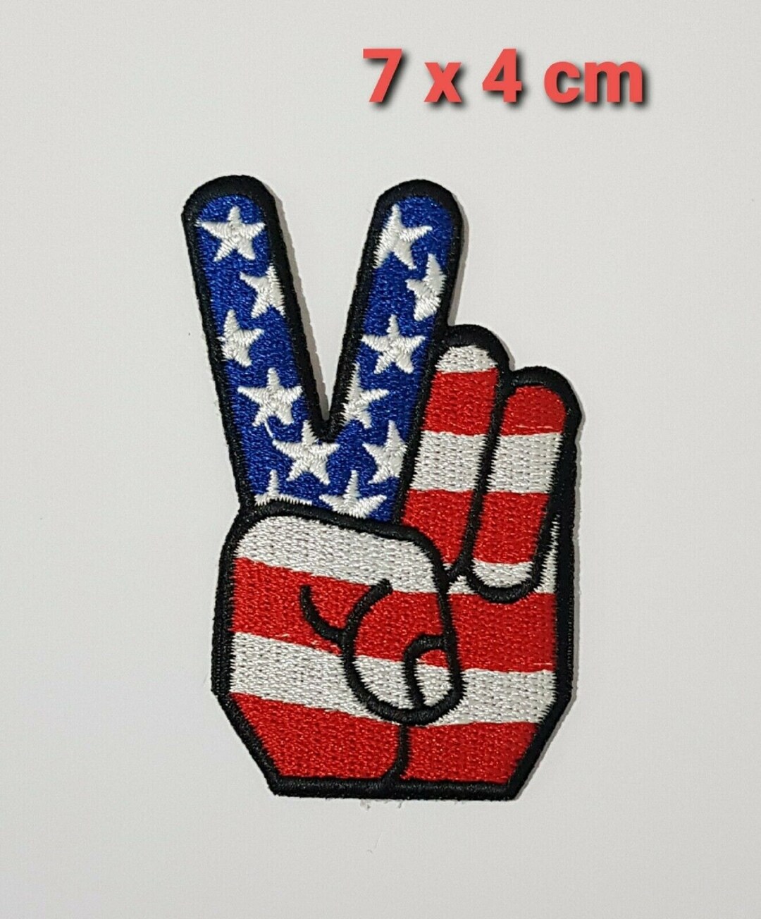 USA Flag Peace Sign Embroidered Iron / Sew on Patch United States ...