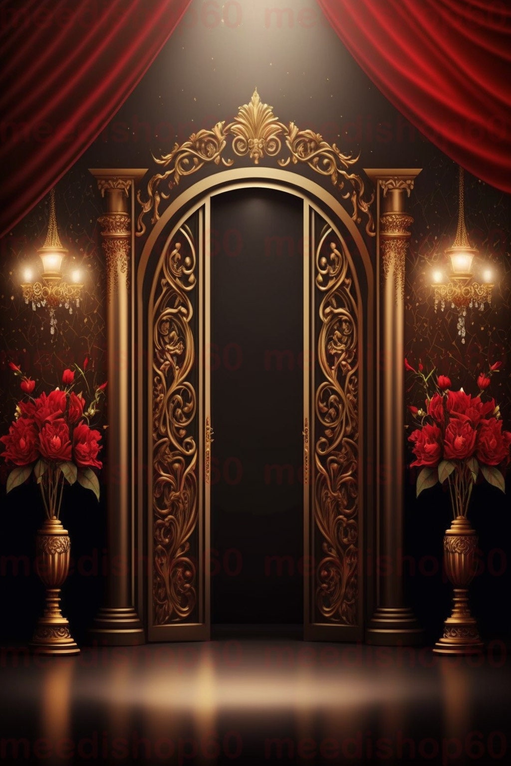 10 X Red and Black Backdrops, Red Flowers Backdrop, Luxury Backdrop ...