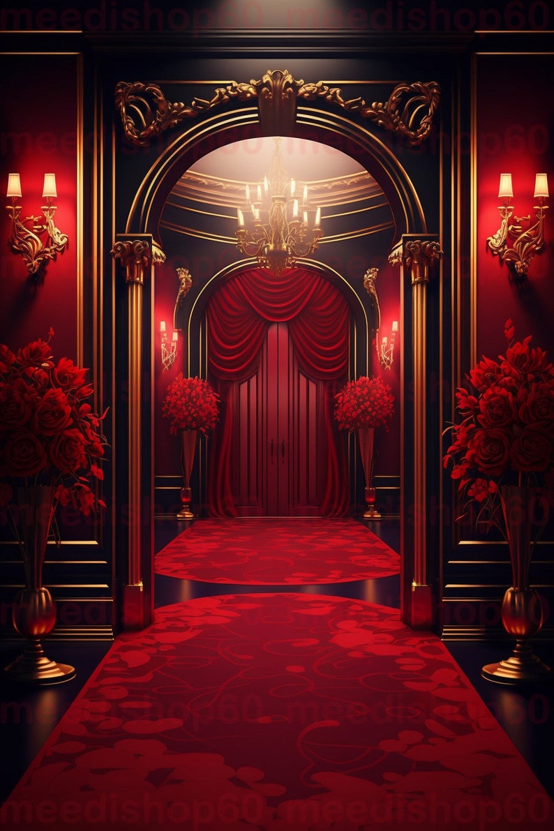 10 X Red and Black Backdrops, Red Flowers Backdrop, Luxury Backdrop ...