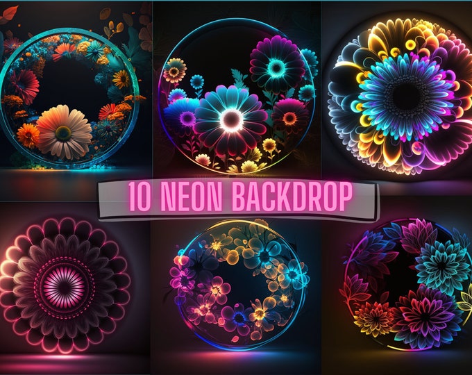 10 X Neon Backdrop, Light Backdrops, Flower Backdrop, Maternity ...