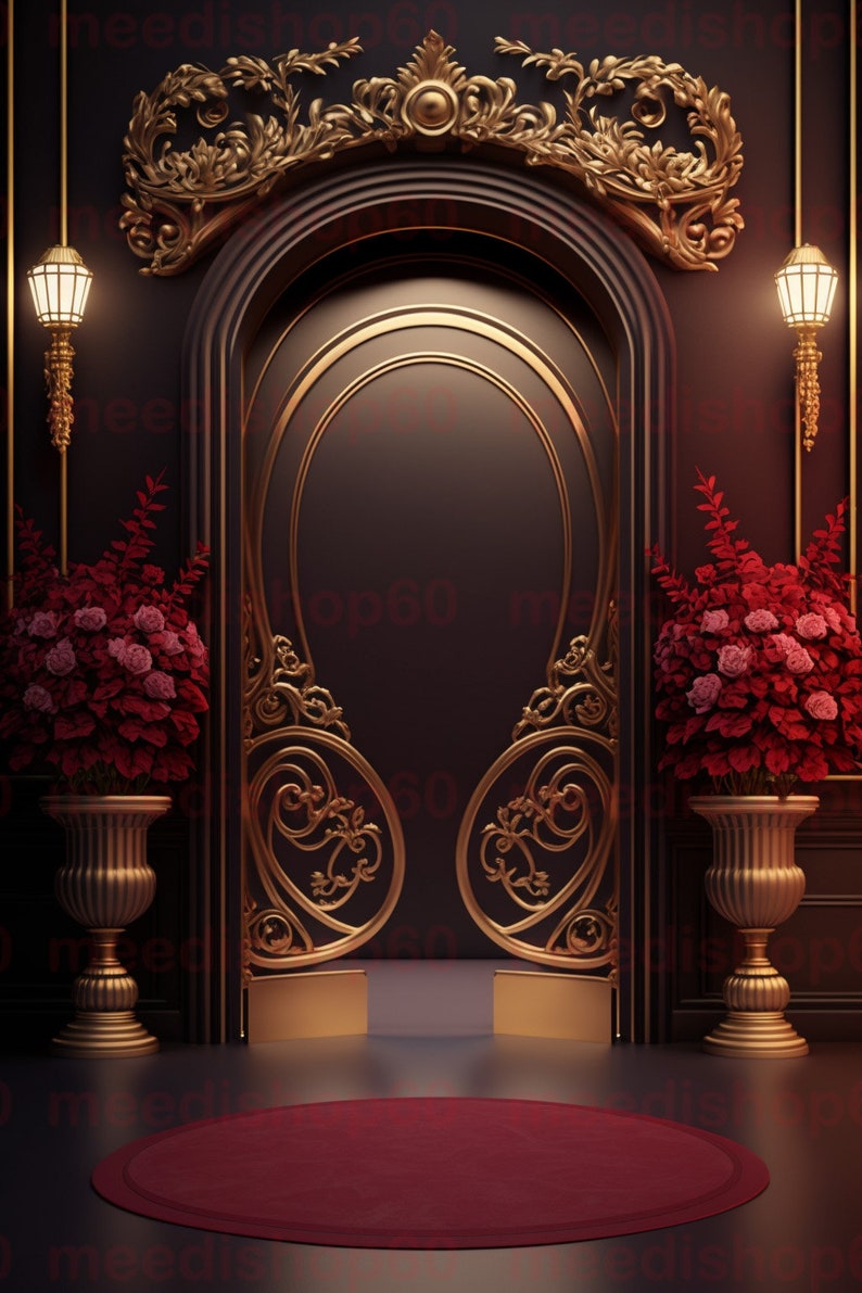 10 X Red and Black Backdrops, Red Flowers Backdrop, Luxury Backdrop ...