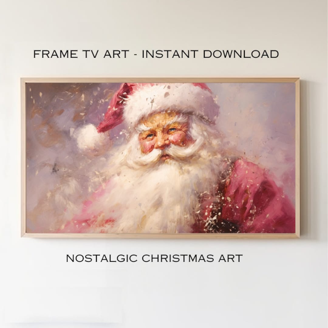 Vintage Santa Claus Christmas Frame Tv Art Neutral Holiday - Etsy UK