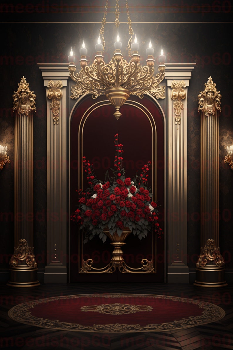 10 X Red and Black Backdrops, Red Flowers Backdrop, Luxury Backdrop ...