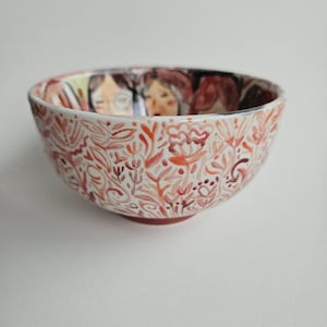 Ceramic Bowl With Underglaze Painting, Hahn in Korb - Etsy