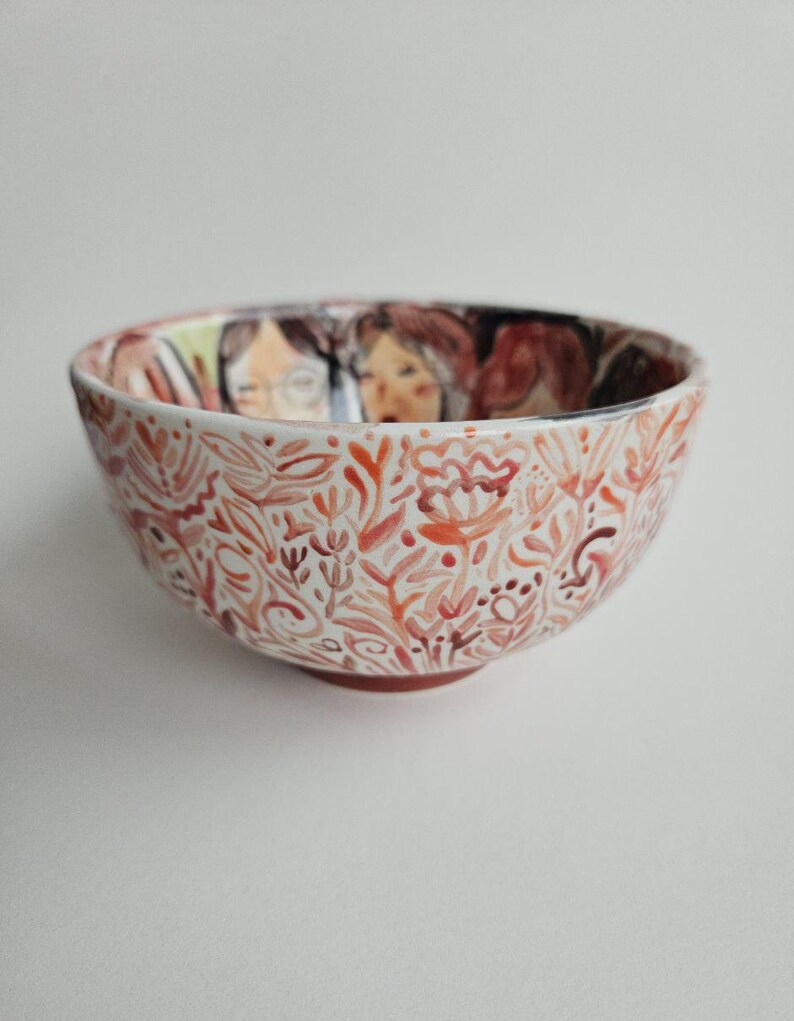 Ceramic Bowl With Underglaze Painting, Hahn in Korb - Etsy