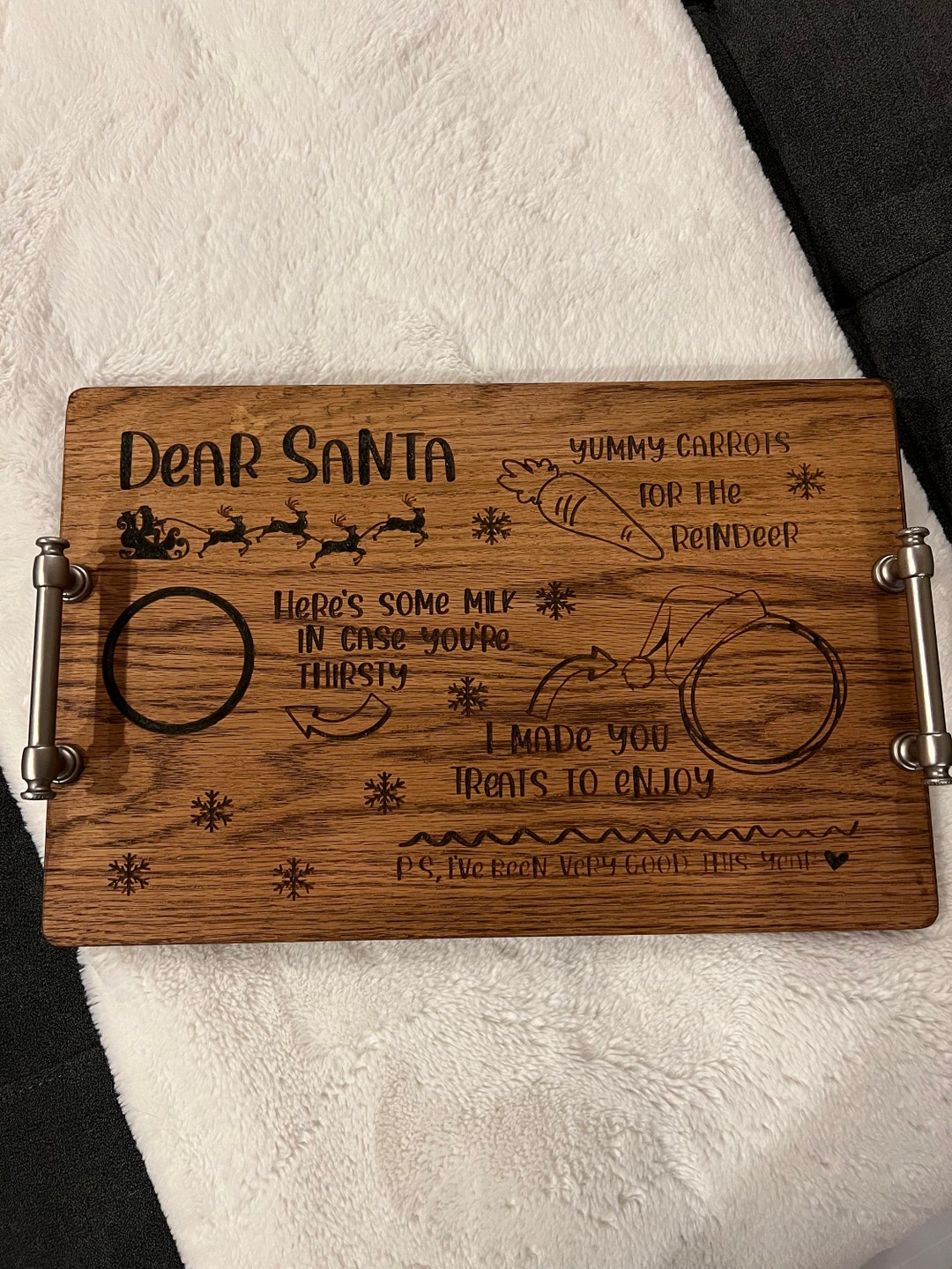 Santa Tray: Light Stain, Resin Inlay, Brushed Nickel Hardware - Etsy