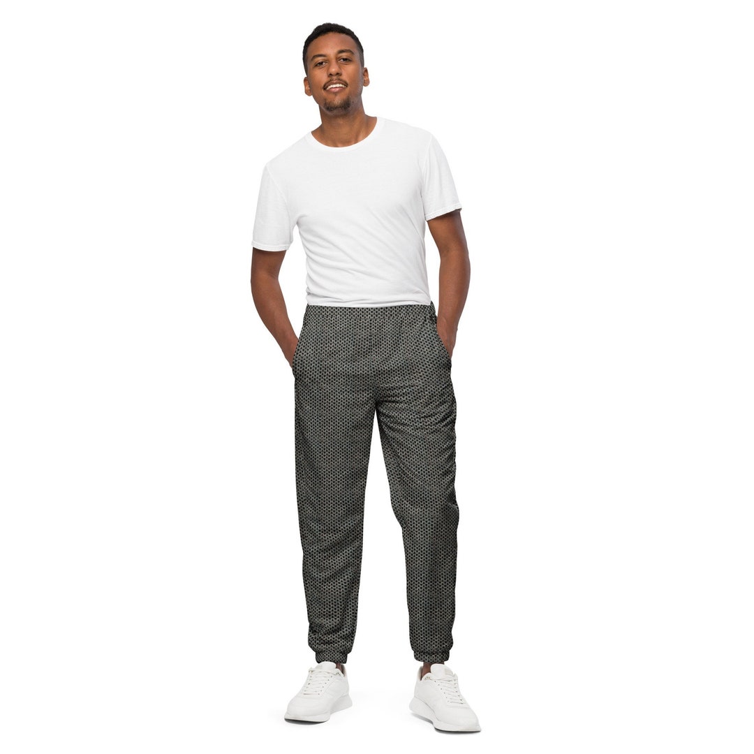 Chainmail Pattern Unisex Track Pants, Chainmail Print Fabric Street ...