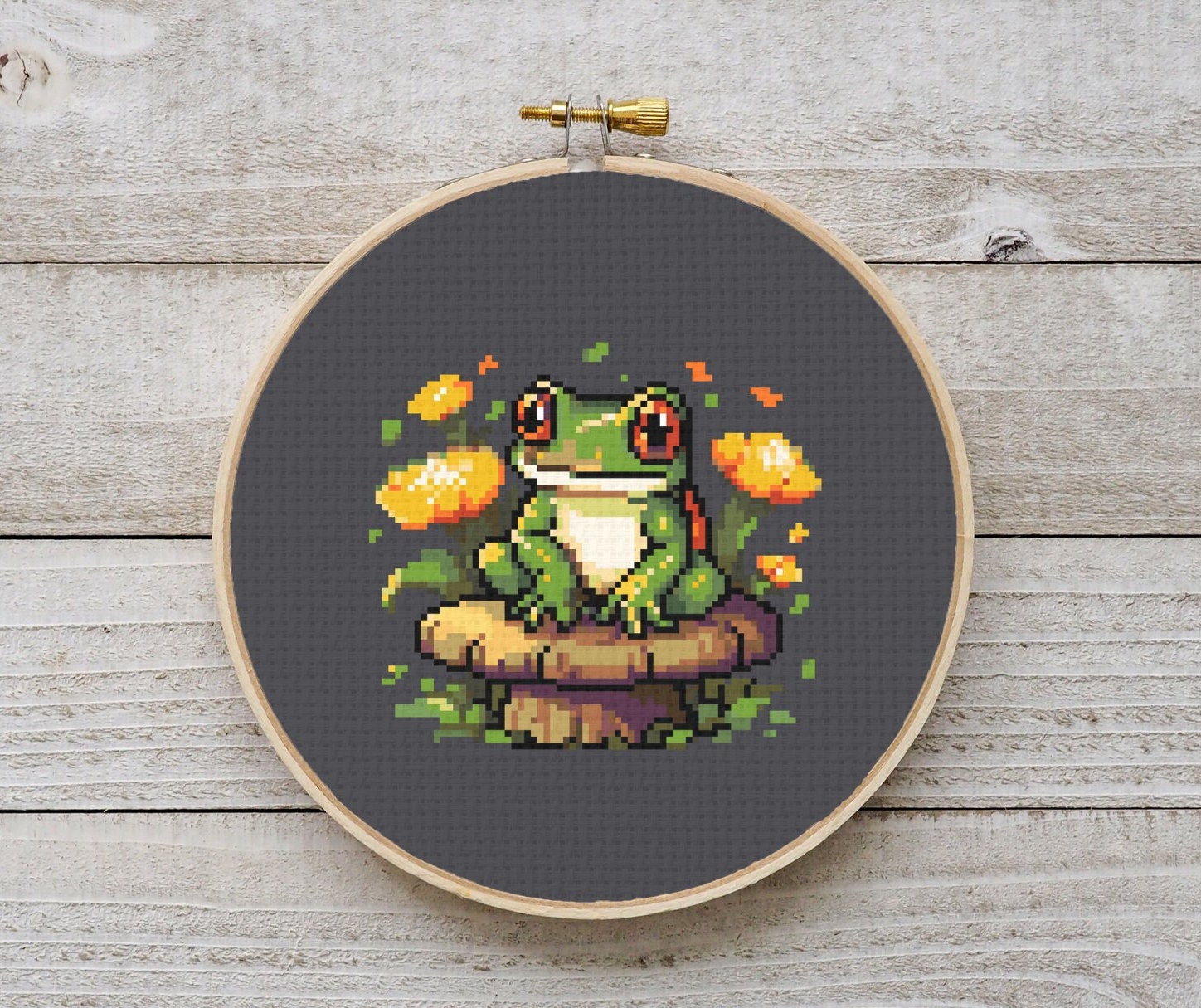 Toad and Flowers Cross Stitch Pattern: Woodland Embroidery DIY (digital ...