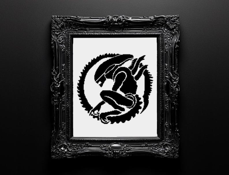 Alien Xenomorph Cross Stitch Pattern, Horror Sci-fi Embroidery DIY ...