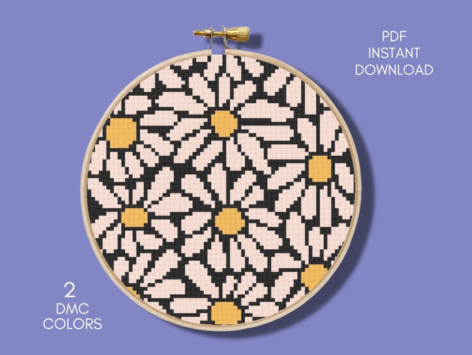 Groovy Daisies Cross Stitch Pattern, Floral 70s Modern Embroidery DIY ...