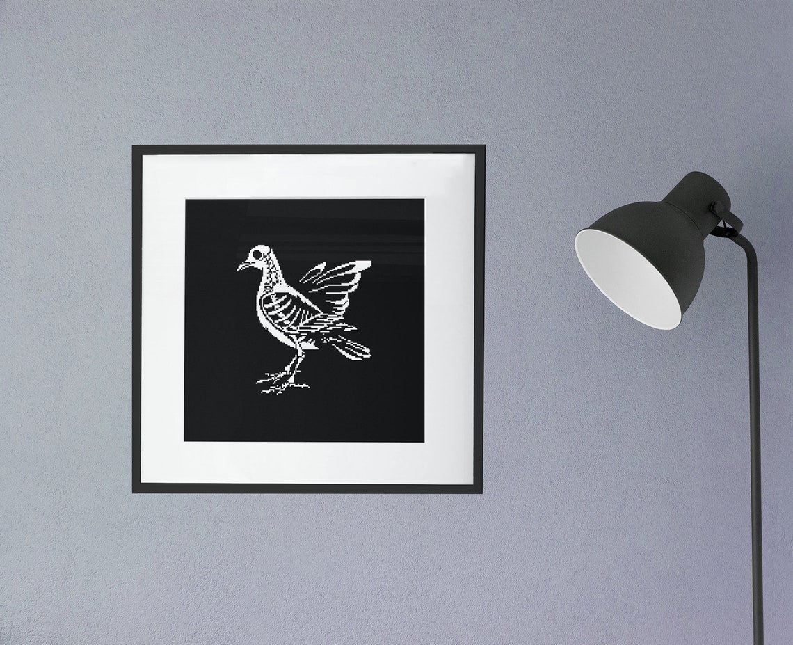 Pigeon Skeleton Cross Stitch Pattern: Gothic Embroidery DIY (digital ...