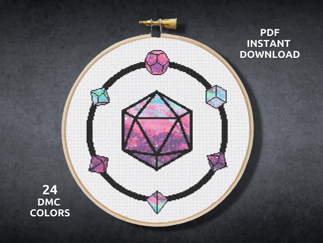 D&D Dice Cross Stitch Pattern, Dungeons and Dragons Cross Stitch, D20 ...