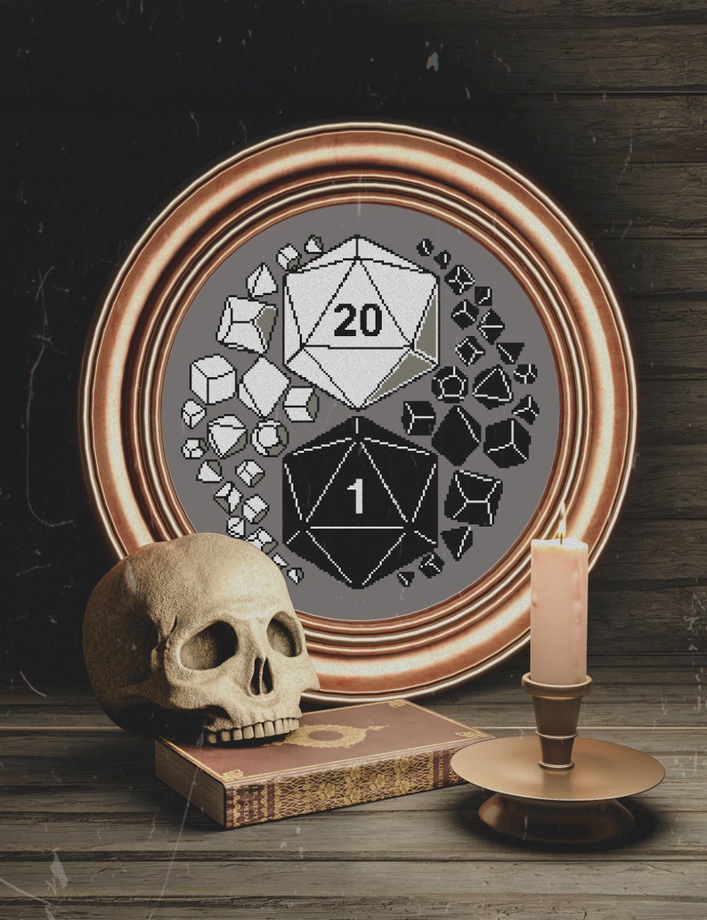 D20 Dice Cross Stitch Pattern Dungeons and Dragons Cross - Etsy