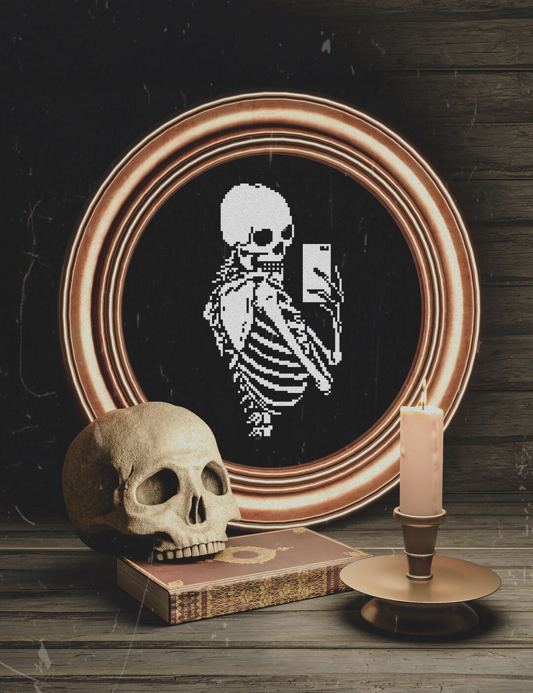 Selfie Skeleton Cross Stitch Pattern Easy Cross Stitch Chart - Etsy