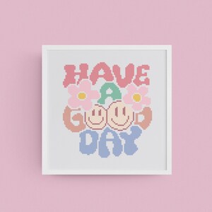 Happy Cross Stitch Pattern, Embroidery Pattern, Quote Cross Stitch ...