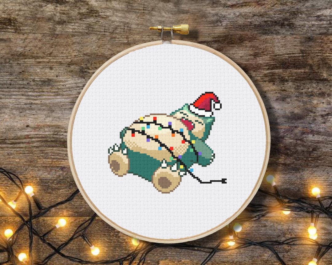 Santa Snorlax Cross Stitch Pattern, Christmas Cross Stitch Chart ...
