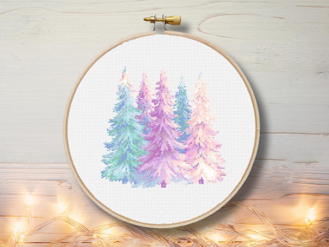 Winter Tree Cross Stitch Pattern, Christmas Cross Stitch Chart, Digital ...