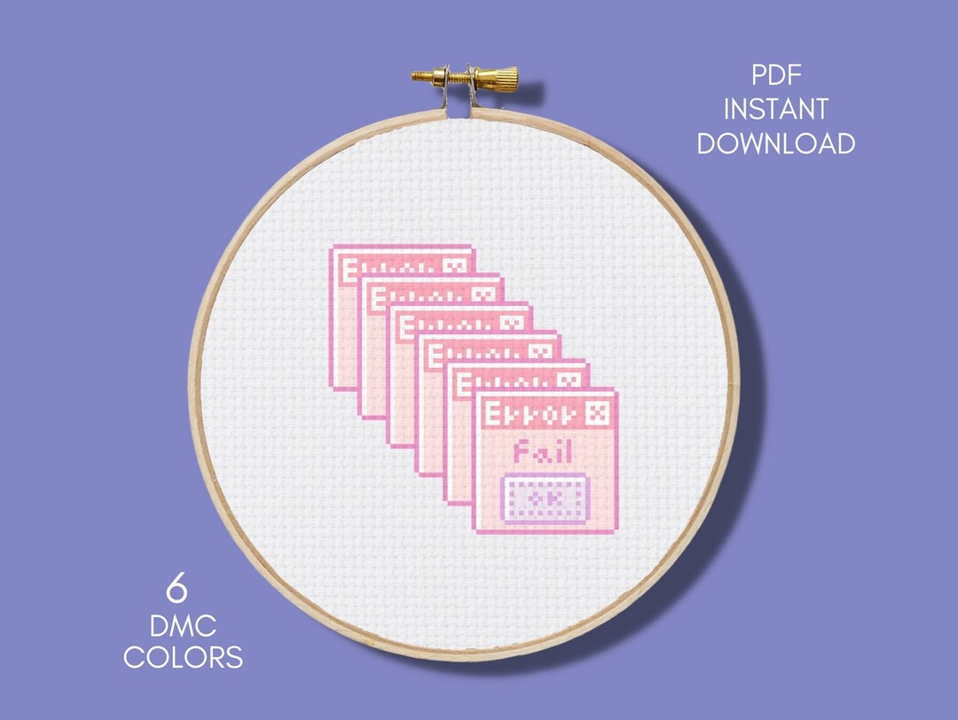 Kawaii Windows 95 Cross Stitch Pattern, Easy Cross Stitch, Cute Cross ...