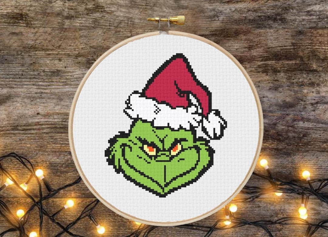 Grinch Cross Stitch Pattern, Holiday Cross Stitch Chart, Digital ...
