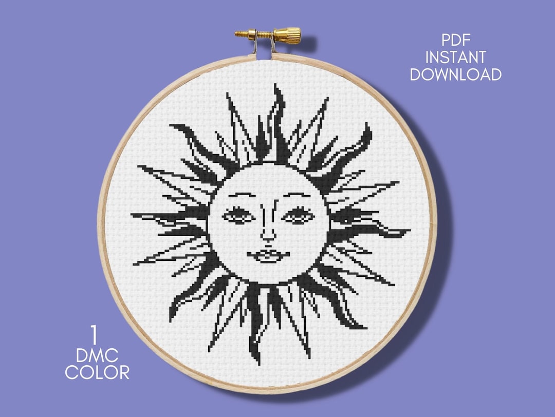 Sun Cross Stitch Pattern, Celestial Cross Stitch Chart, Zodiac Cross ...