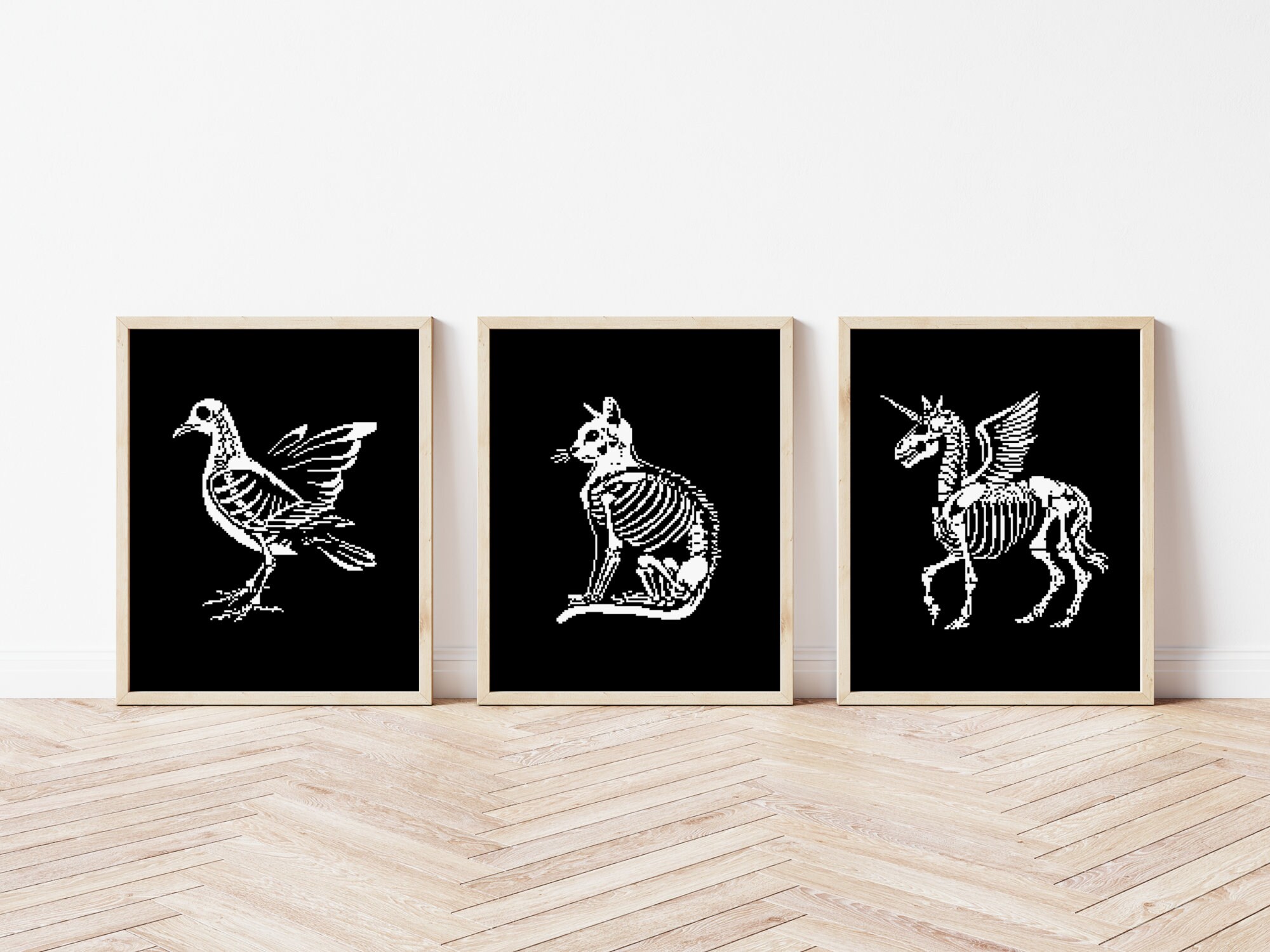 Pigeon Skeleton Cross Stitch Pattern: Gothic Embroidery DIY (digital ...