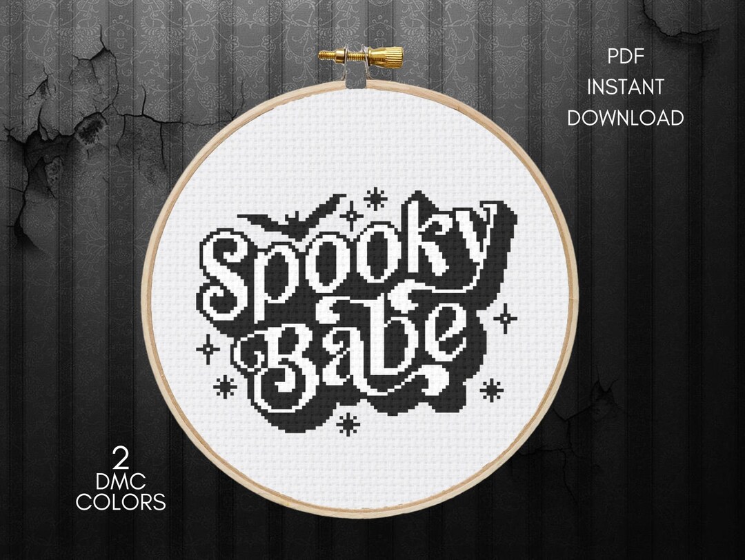 Spooky Cross Stitch Pattern, Babe Cross Stitch Chart, Cute Cross Stitch ...