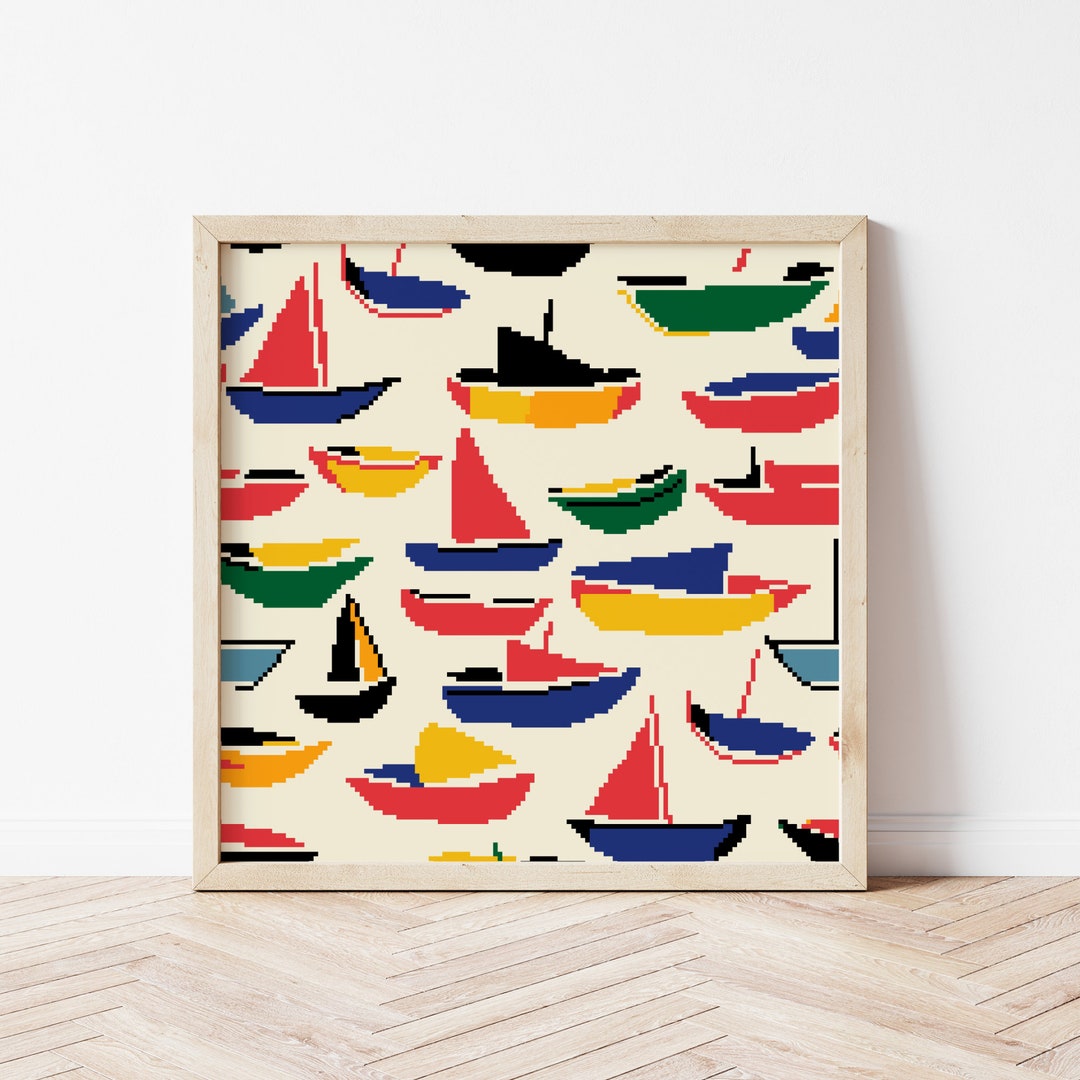 Abstract Boats Cross Stitch Pattern, Sea Cross Stitch, Easy Cross ...