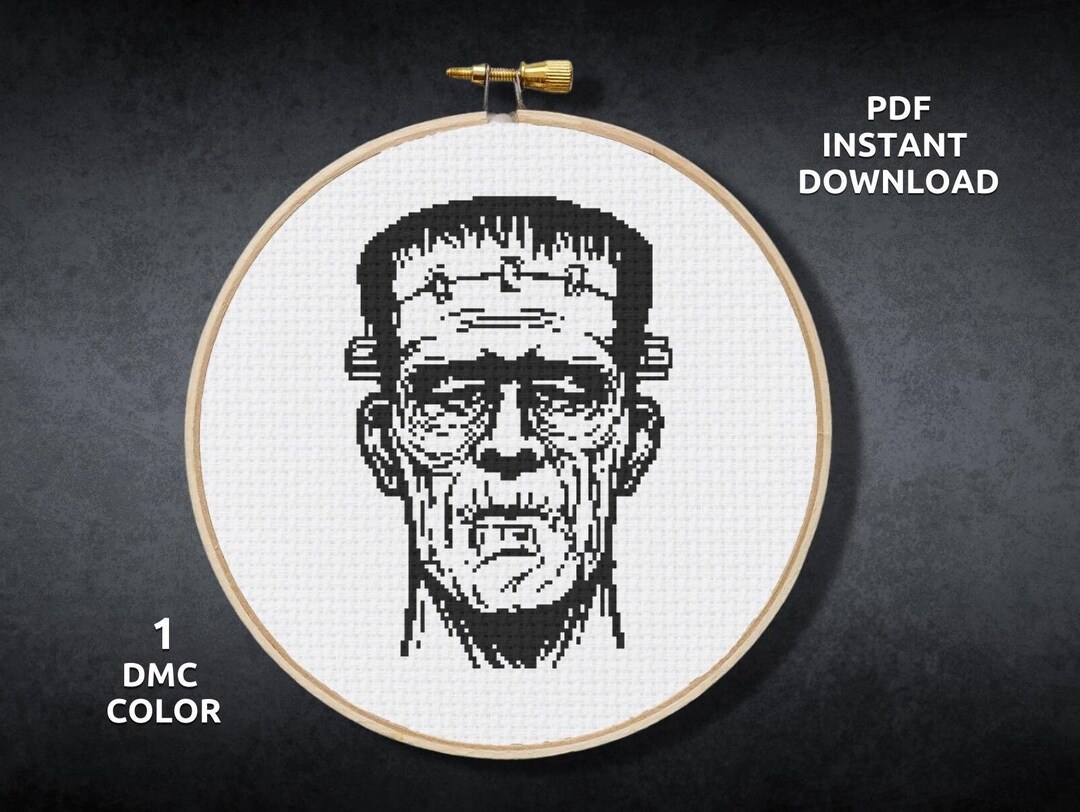 Frankenstein Cross Stitch Pattern, Horror Cross Stitch, Scary Cross ...