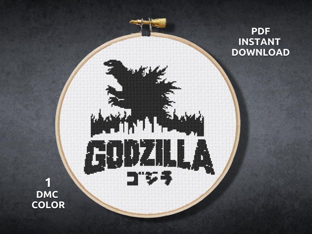 Godzilla Cross Stitch Pattern, Embroidery, Monster Cross Stitch, Nerdy ...
