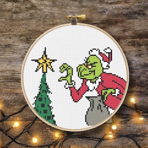 Grinch Cross Stitch Pattern, Christmas Cross Stitch Chart, Digital ...