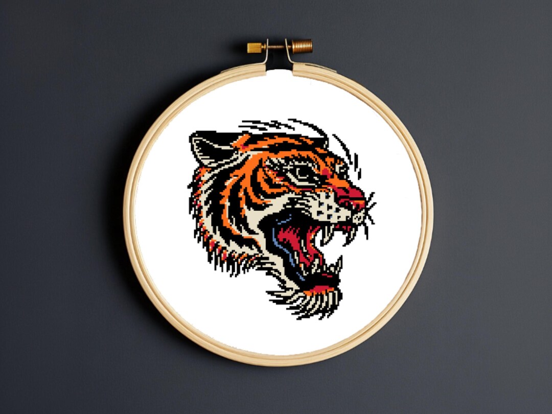 Tiger Cross Stitch Pattern, Tattoo Cross Stitch, Easy Cross Stitch ...