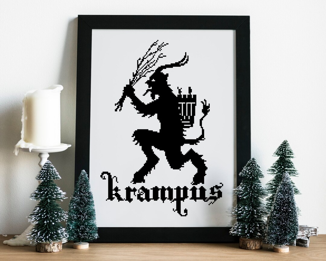 Krampus Cross Stitch Pattern: Christmas Holiday Embroidery DIY (digital ...