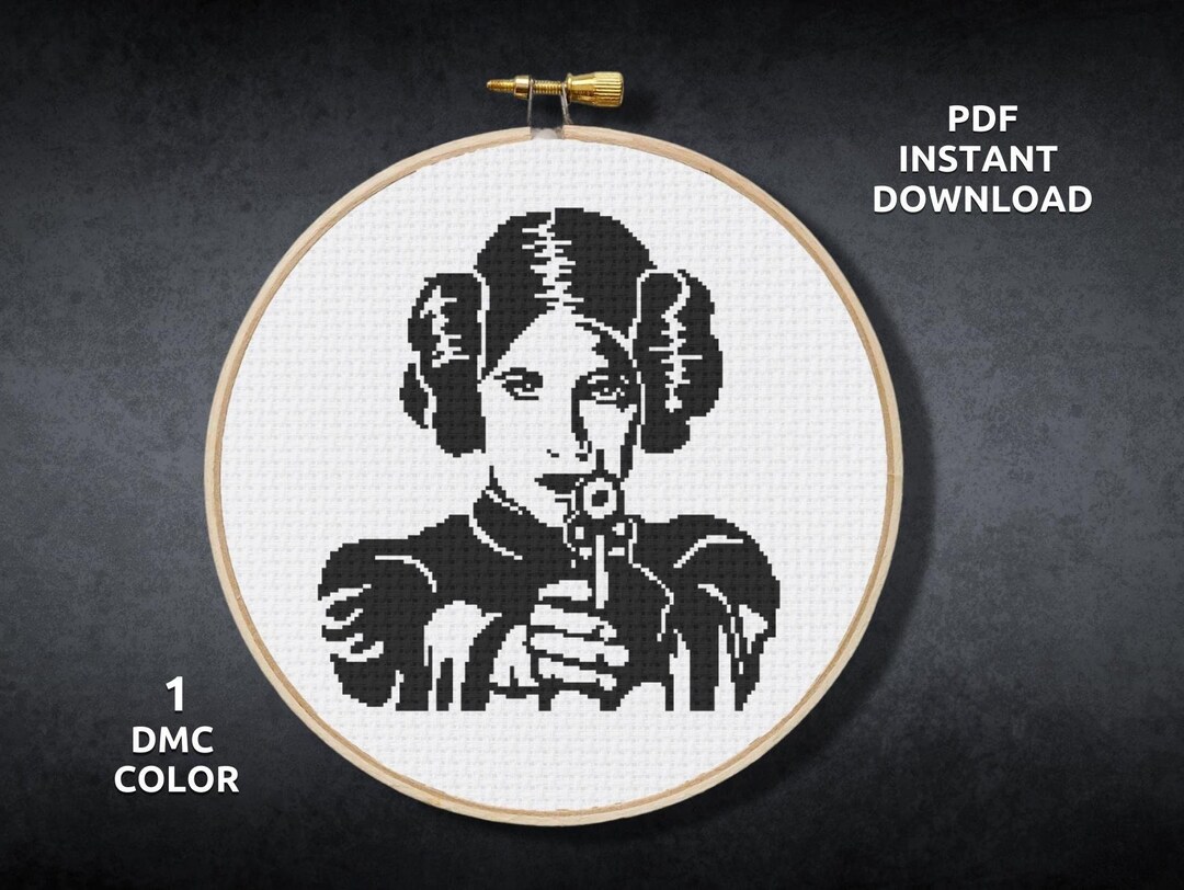 Princess Leia Cross Stitch Pattern, Star Wars Cross Stitch, Sci-fi ...