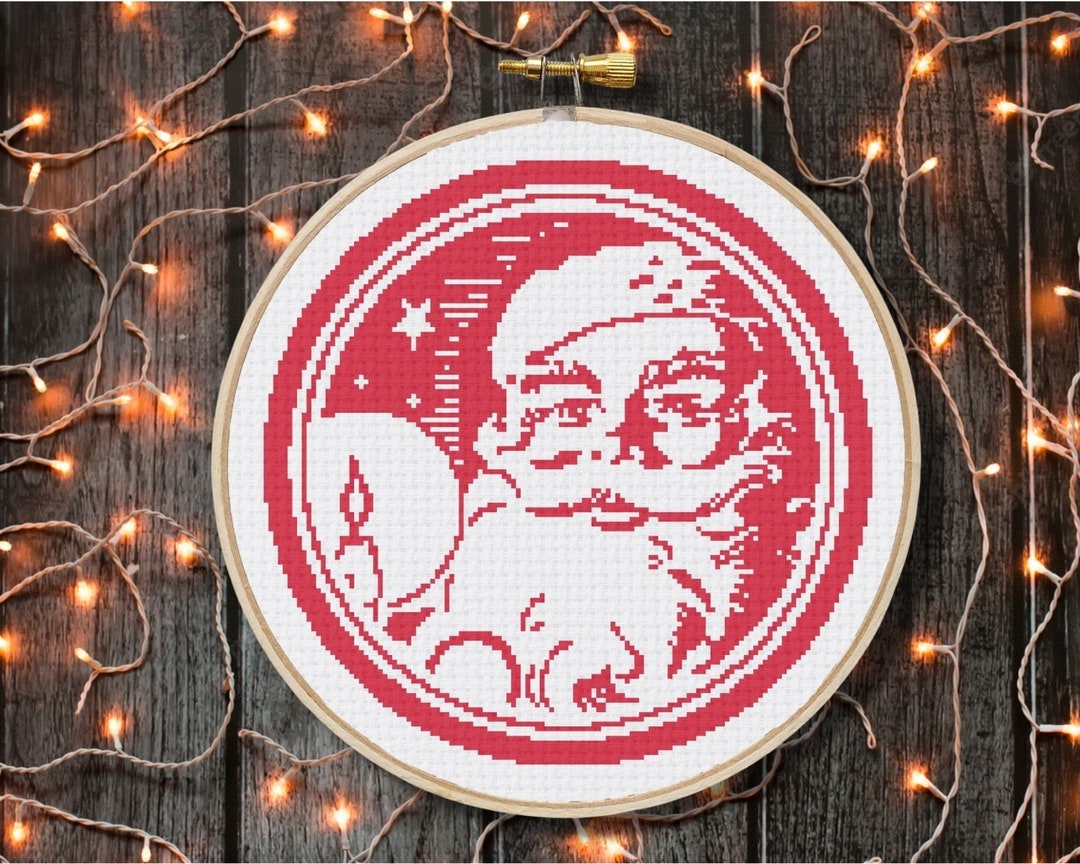 Retro Santa Cross Stitch Pattern, Christmas Embroidery Sampler DIY ...