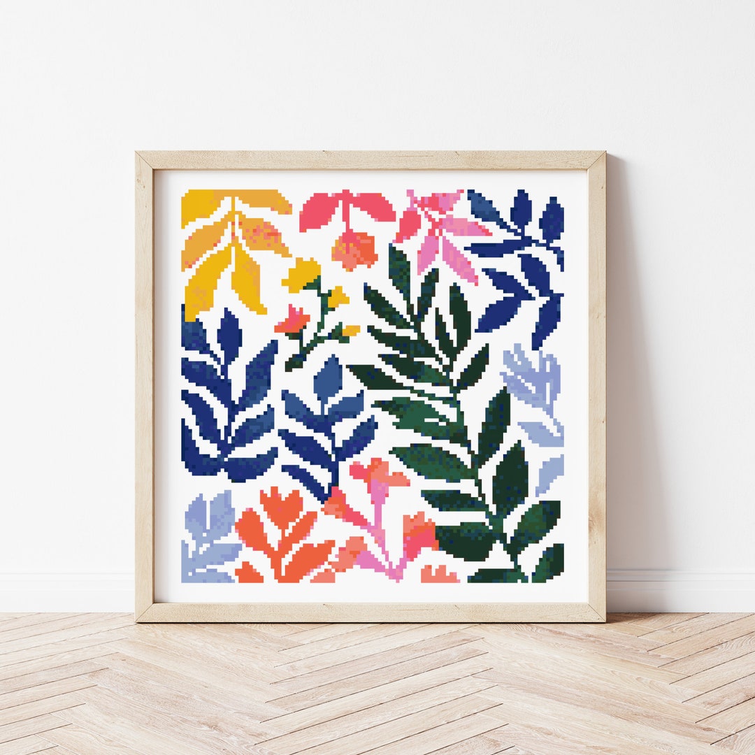 Spring Flowers Cross Stitch Pattern, Floral Cross Stitch, Leaves Cross ...