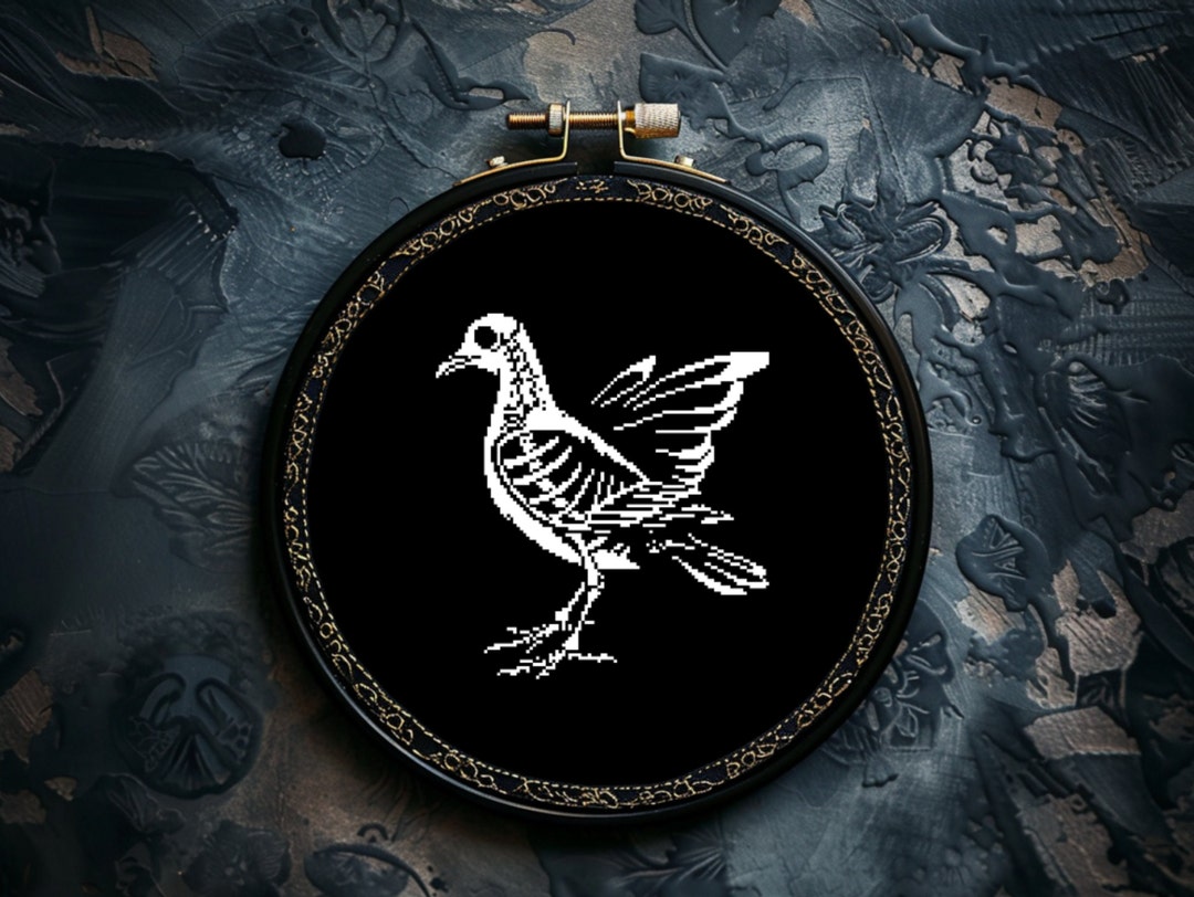 Pigeon Skeleton Cross Stitch Pattern: Gothic Embroidery DIY (digital ...
