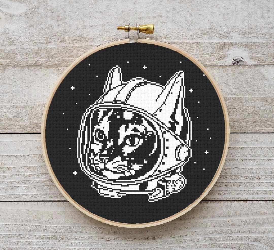 Astro Cat Cross Stitch Pattern, Space Cross Stitch, Easy Cross Stitch ...